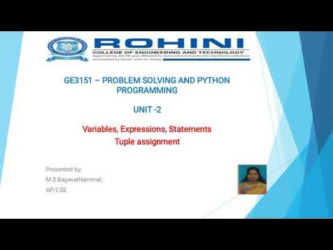 variables, expressions, statements, tuple assignment - YouTube