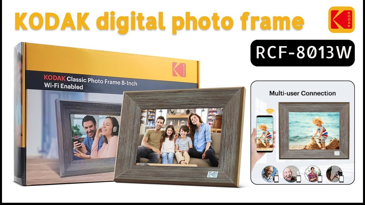 Kodak Digital WiFi Frames RCF-8013W with 16G internal memory/ Gravity Sensor/ Multi-touch - YouTube