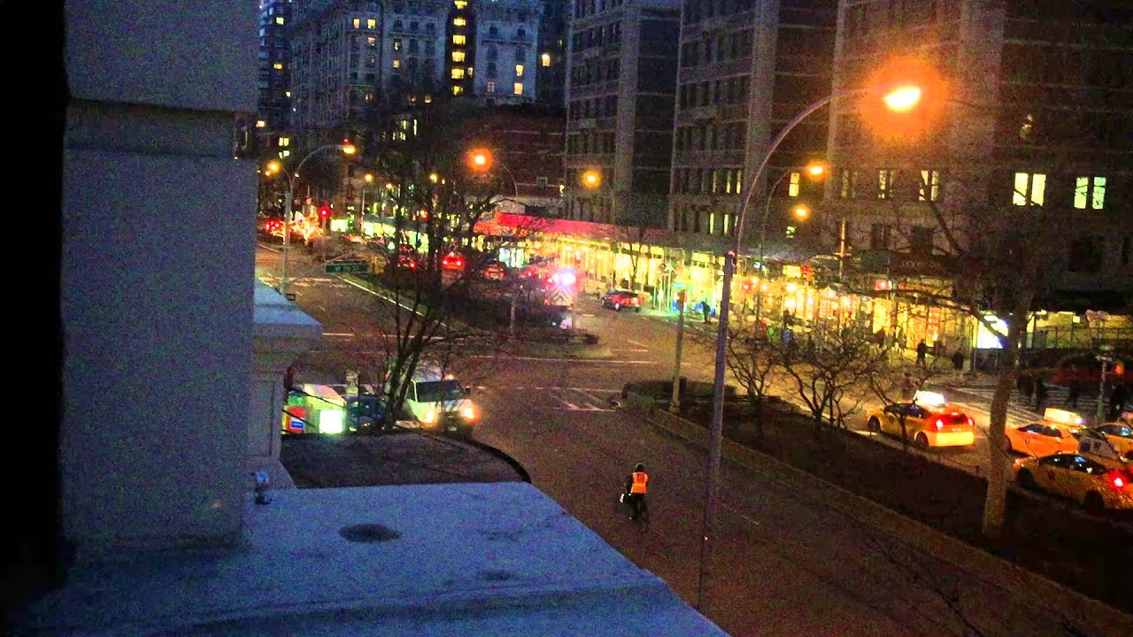MOUNT SINAI WEST HOSPITAL EMS AMBULANCE RESPONDING ON BROADWAY WITH A ...