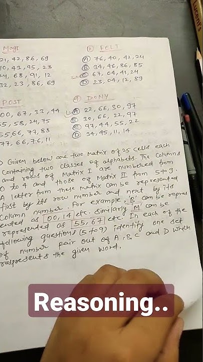 Reasoning Smallest Topic of Chapter Matrix (Letter Coding)#ssc #cgl # ...