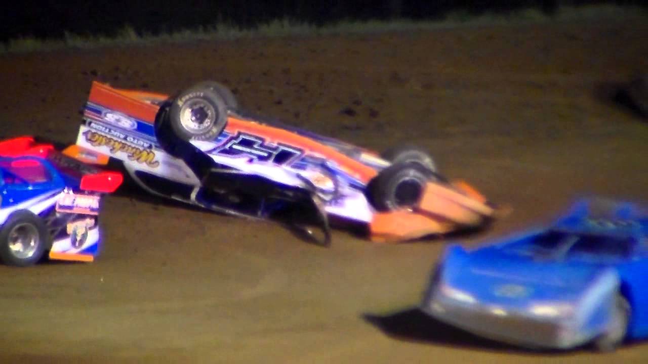 Dog Hollow Speedway - 5/29/15 Super Late Model Roll Over - YouTube