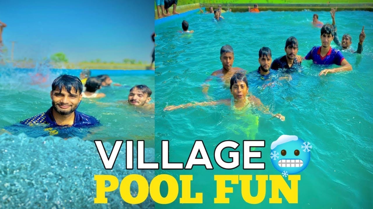Bathing at the tube well in the village has its own unique charm🥶Village Pool fun - YouTube