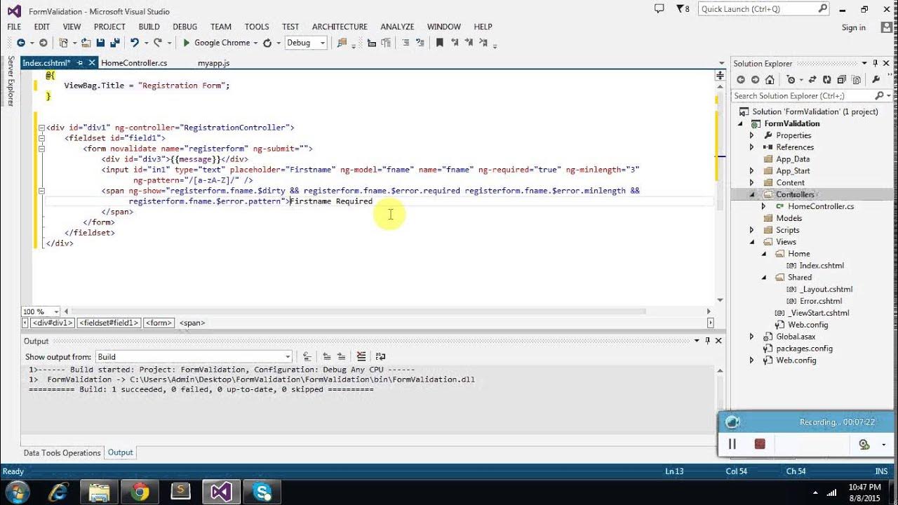 Simple Registration form validation using AngularJs and ASP NET MVC - YouTube