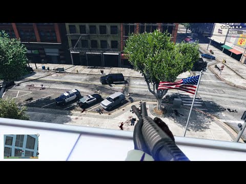 GTA 5 - First Person Police Station Shootout + Ten Star Escape