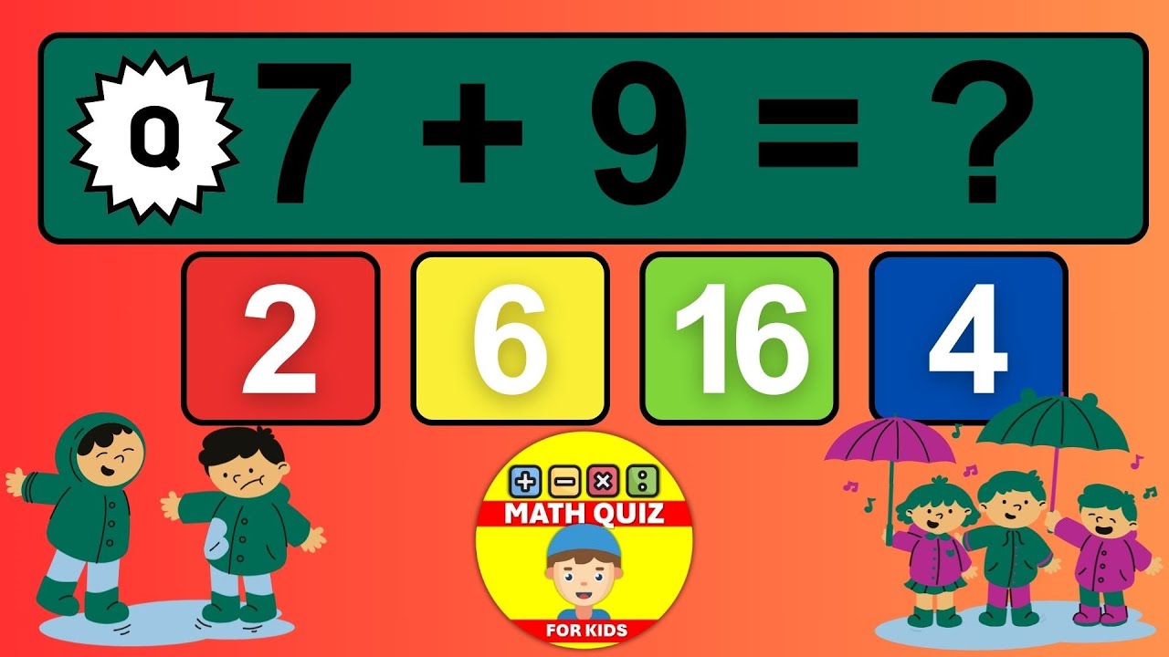 20 Math Quiz for Kids | One Digit Addition Quiz - YouTube
