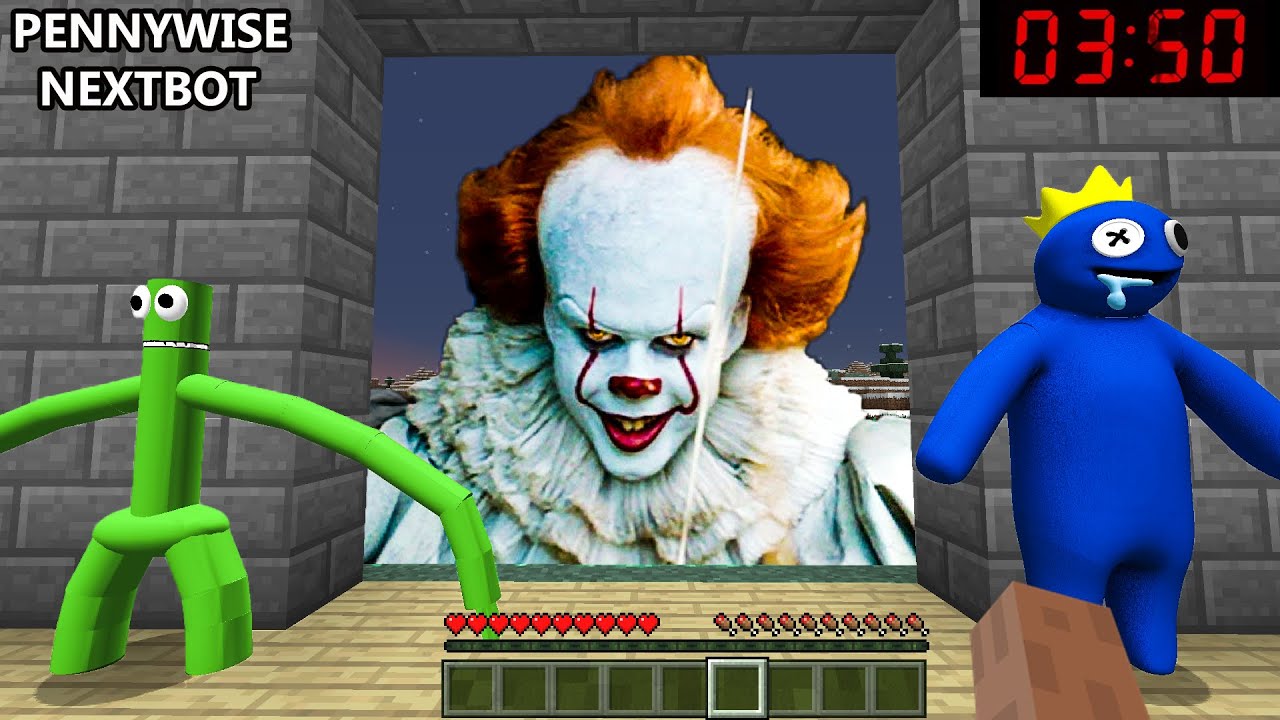 PENNYWISE NEXTBOT AND RAINBOW FRIENDS BLUE GREEN CHASED ME in Minecraft ...