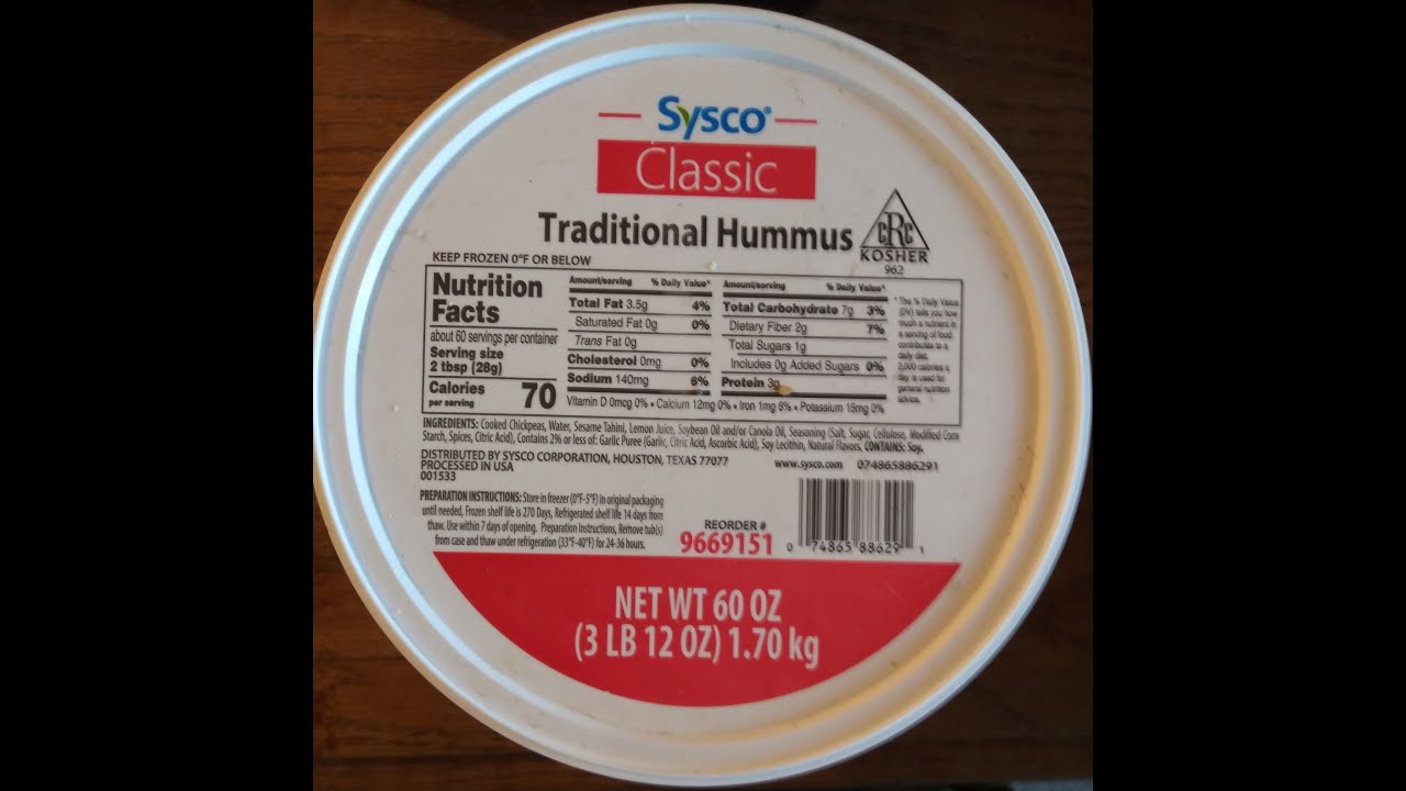 Sysco Classic Traditional Hummus Review - YouTube