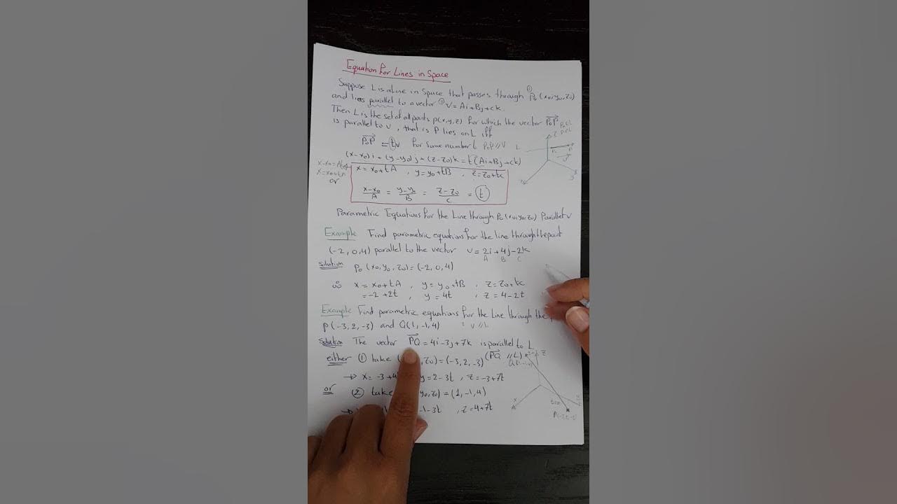 Examples to find Equation of Lines in Space - YouTube