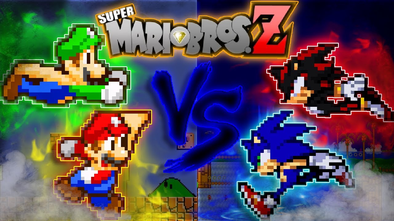 Mario & Luigi VS Sonic & Shadow (Super Mario Bros Z Game) SMBZ - G ...