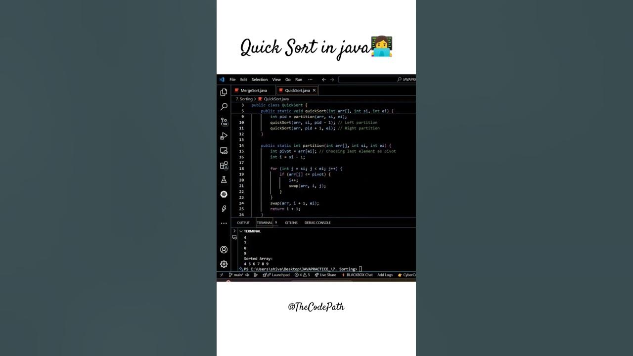 🔴 Quicksort Algorithm In Java Fastest Sorting Code And Optimization