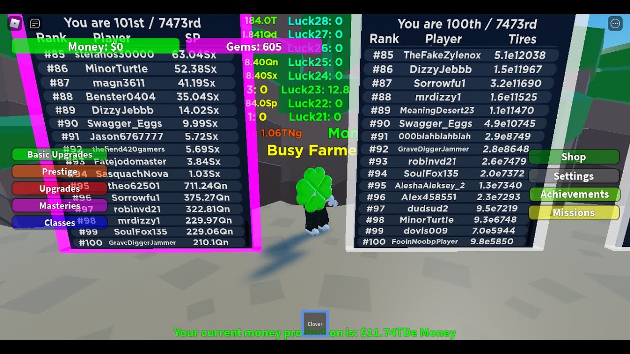 Roblox Luck Simulator - got e6k tires and top 100 in tires |day 2 ...