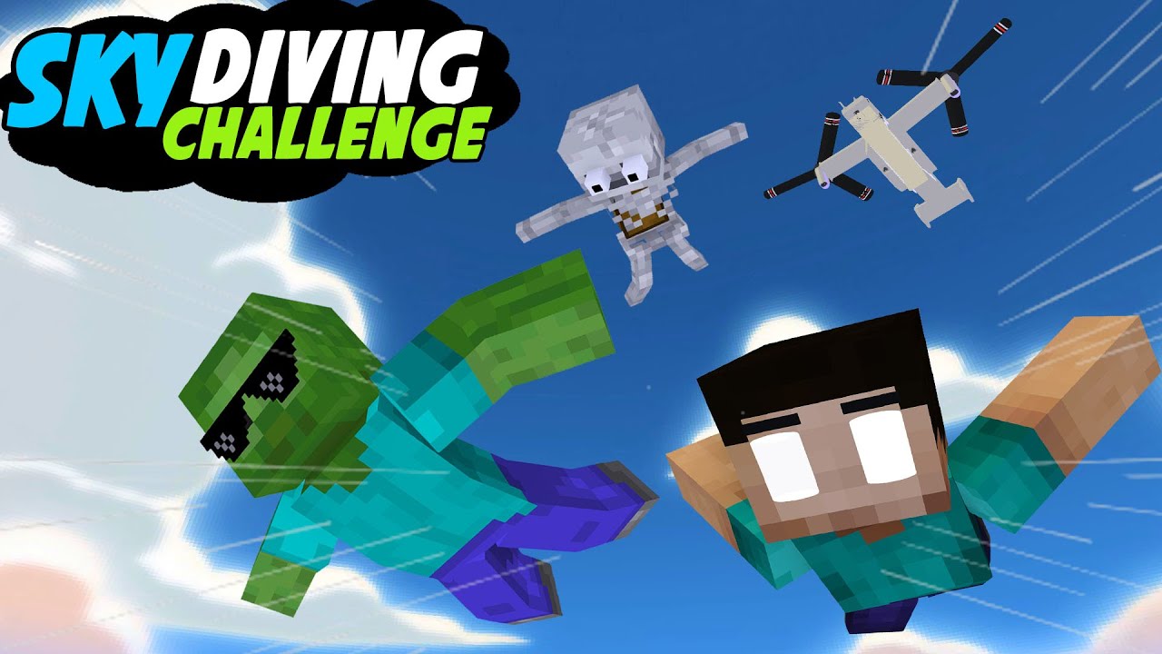 WHO IS THE BEST IN SKY DIVING CHALLENGE - MINECRAFT MONSTER SCHOOL ...