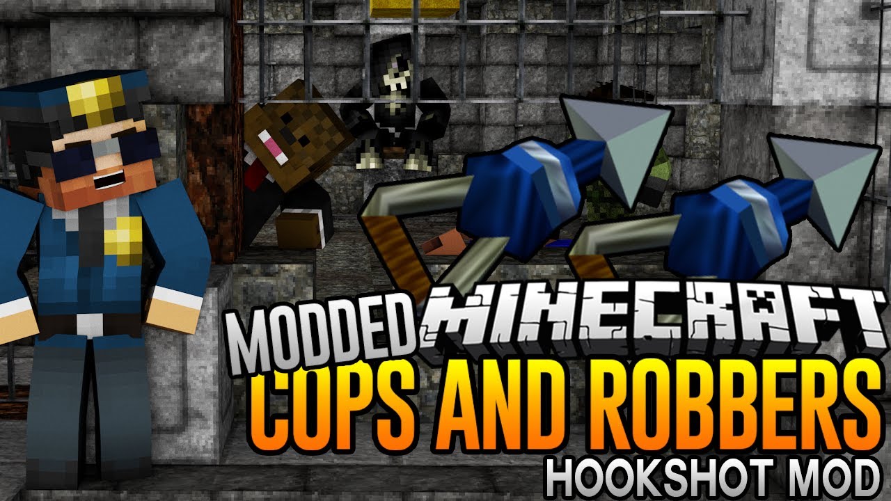 Minecraft MODDED COPS & ROBBERS (Hookshot Mod) w/ Jerome, Gizzy, Vaecon ...