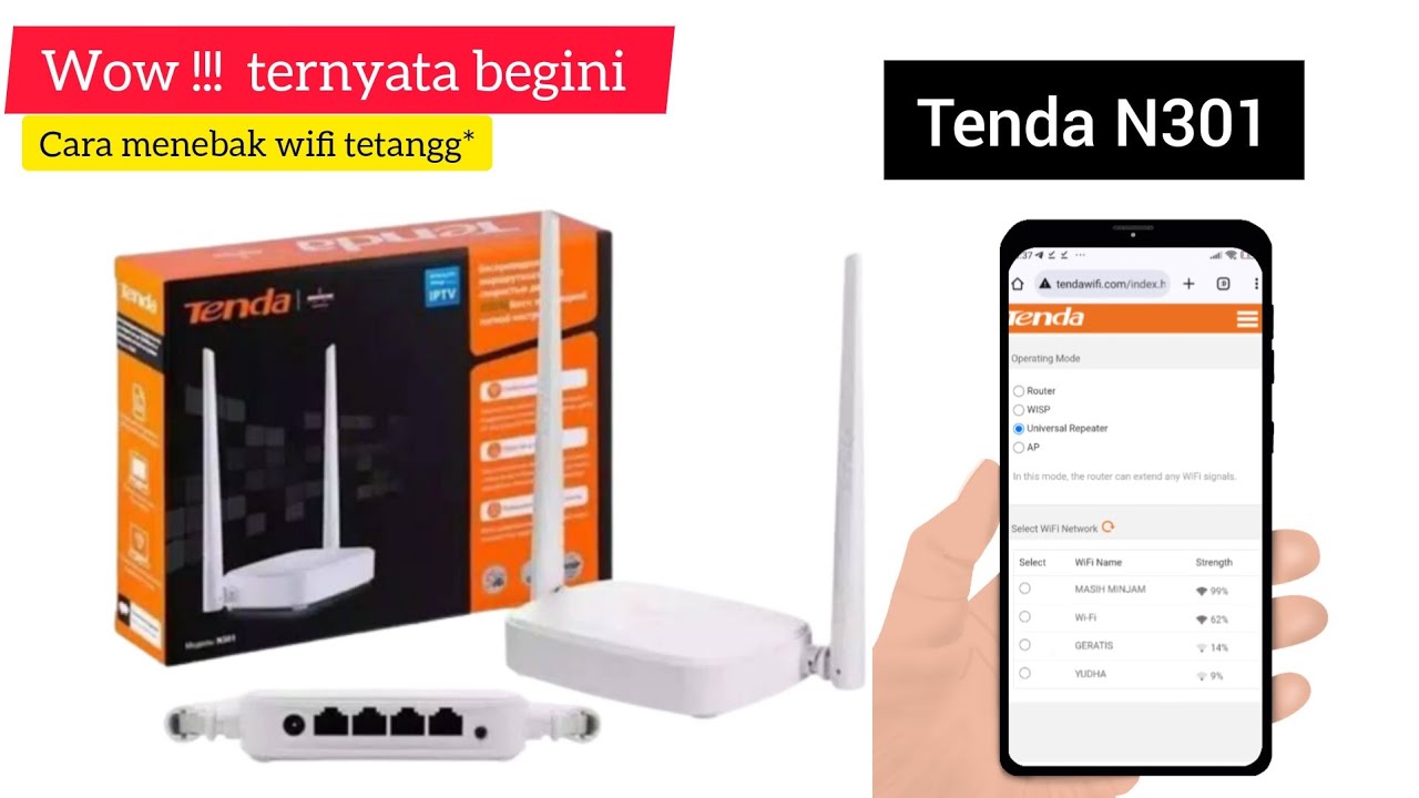 Cara nembak wifi tetangga jarak jauh dengan router tenda N301 - YouTube