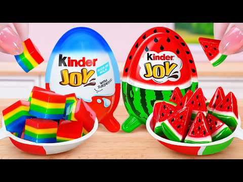 🍉Delicious Kinder Jelly Cake🍉Miniature Rainbow & Watermelon Jelly Decorating | Sweet Baking Recipe