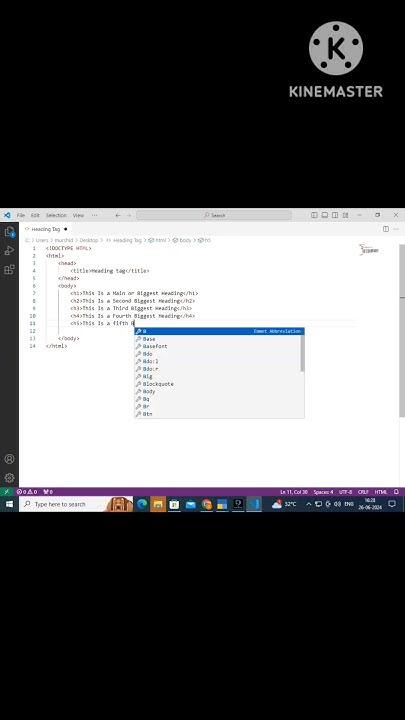 Heading Tag In Htmlhtml Webdevelopment Htmltutorial Htmlcode Youtube