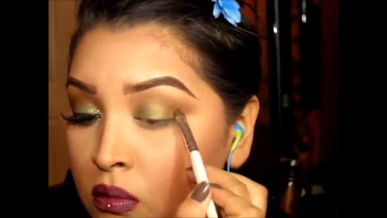green fall makeup tutorial - YouTube