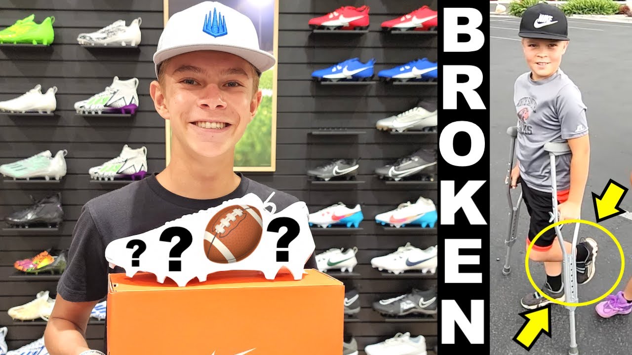 NEW FOOTBALL CLEATS SHOPPING and BROKEN ANKLE at TRAMPOLINE PARK! 🏈 ...