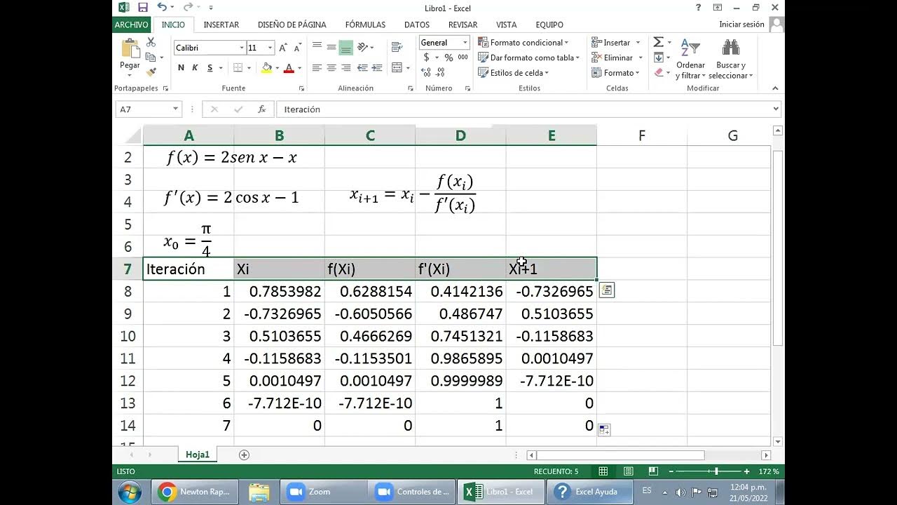 Método de Newton Raphson en excel - YouTube