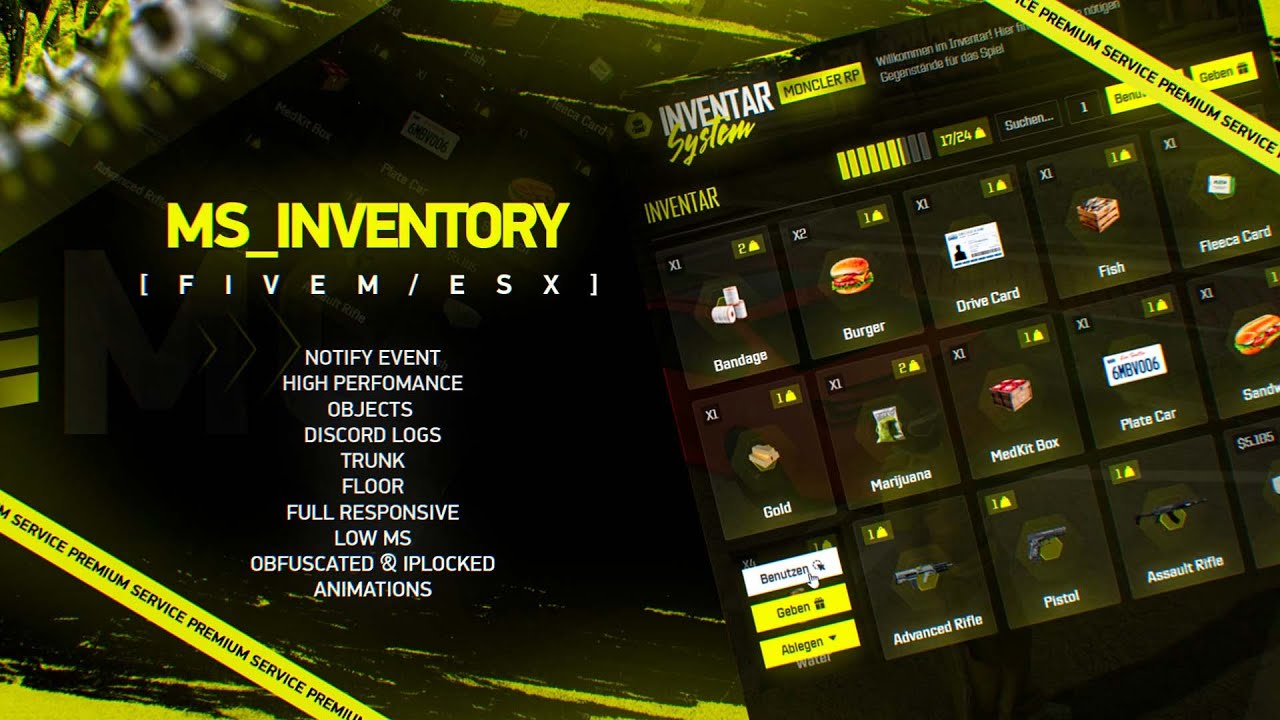 [FiveM - ESX] Inventory System (Trunk/Floor) - ms_inventory - YouTube