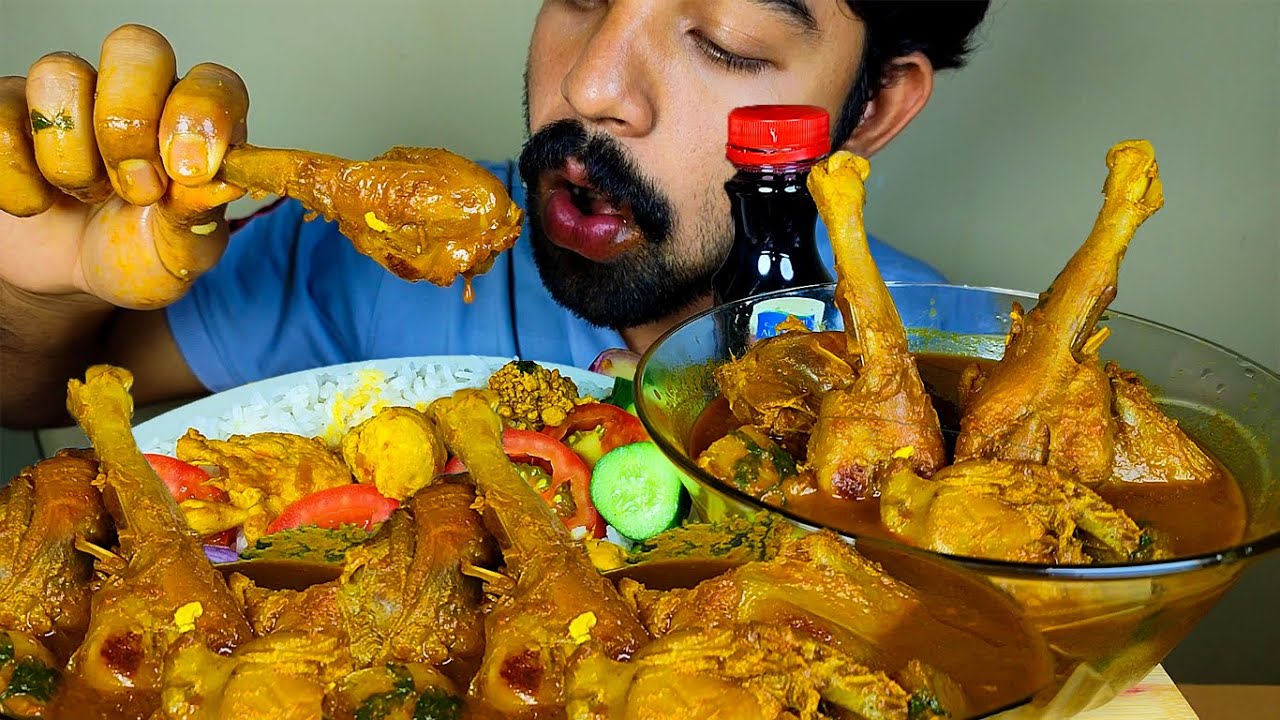 SPICY DESHI CHICKEN CURRY WITH RICE EATING#HUNGRYpiran - YouTube