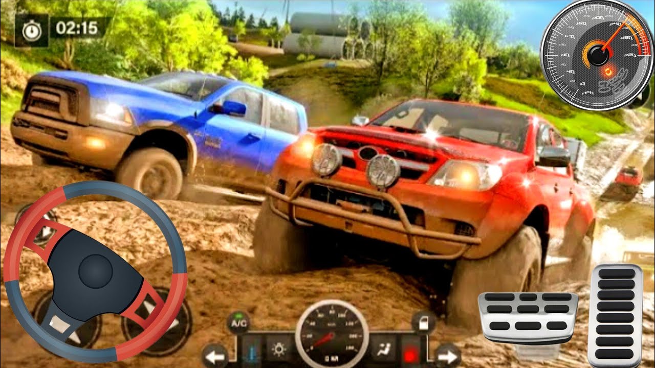 off-road Black SUV with 4x4 power driving in forest - car driving ...