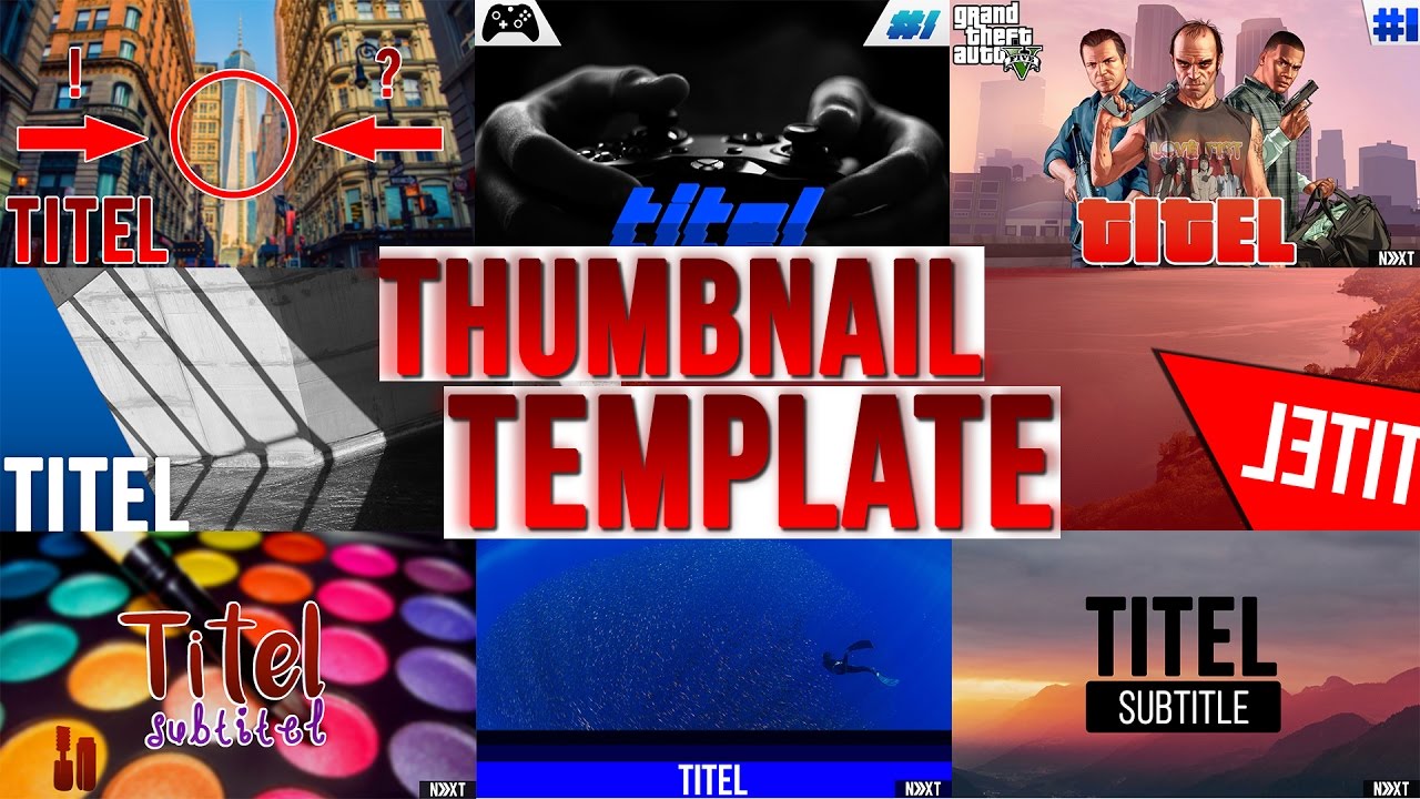 [FREE]THUMBNAIL-TEMPLATE [ENG/GER] | 8 THEMES | by NEXT - YouTube