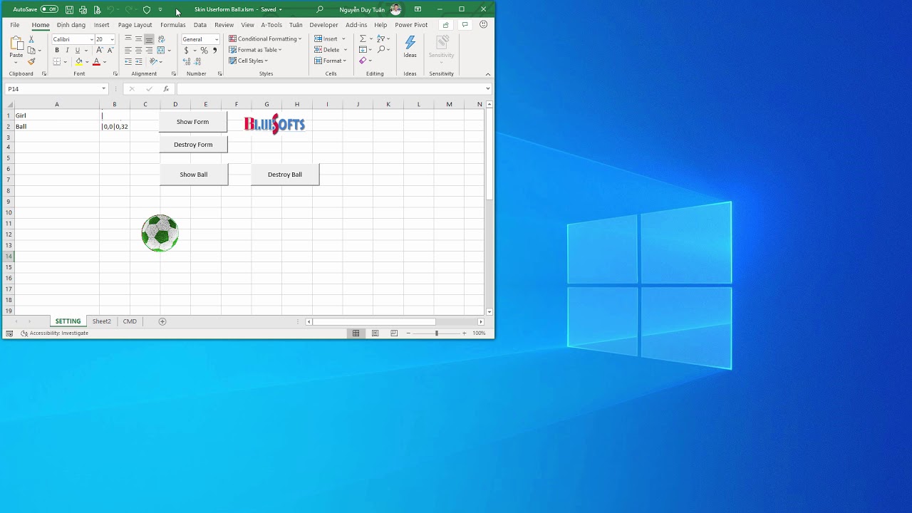 VBA Programming algorithm with ball & Windows API 1 - YouTube