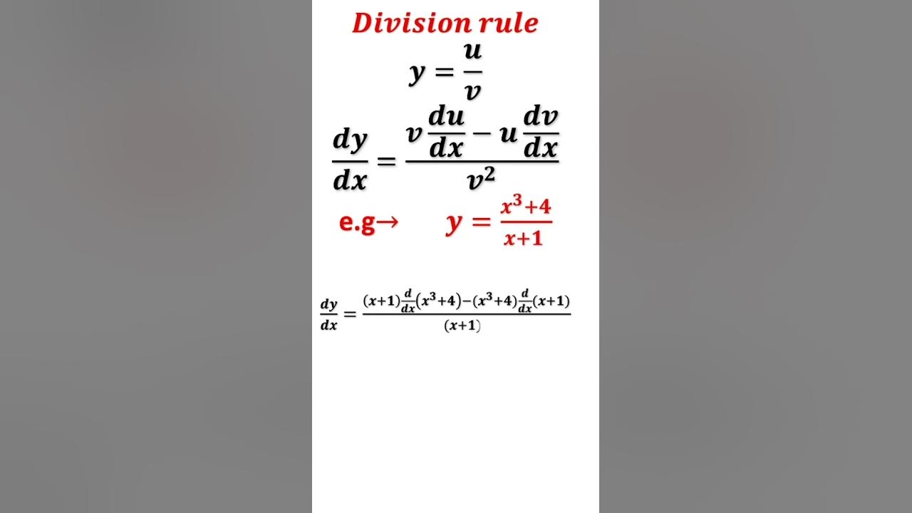 Division rule (differentiation) || Differentiation - YouTube