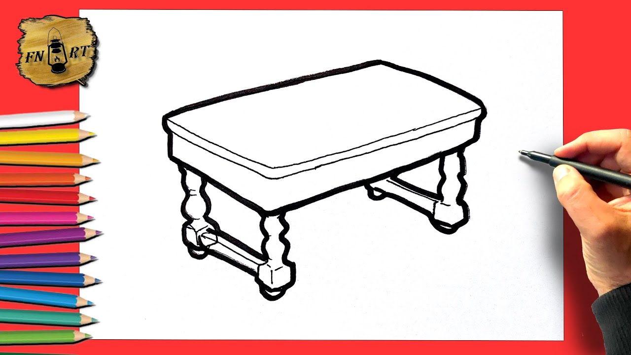 How to draw a coffee table drawing 3D table drawing easy - YouTube