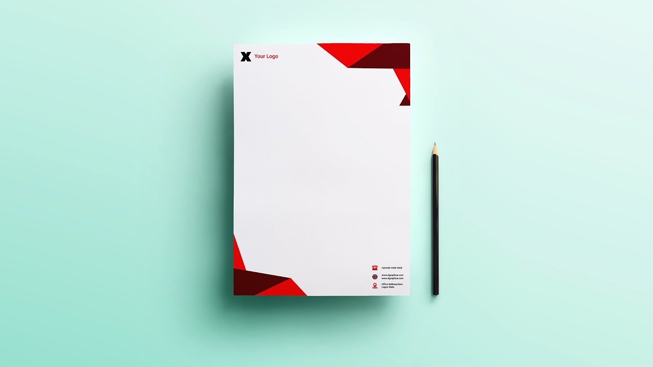 how design professional letterhead design in photoshop cc - YouTube