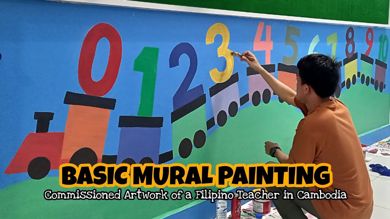 Basic Mural Painting |Simple Mural Design in School - YouTube