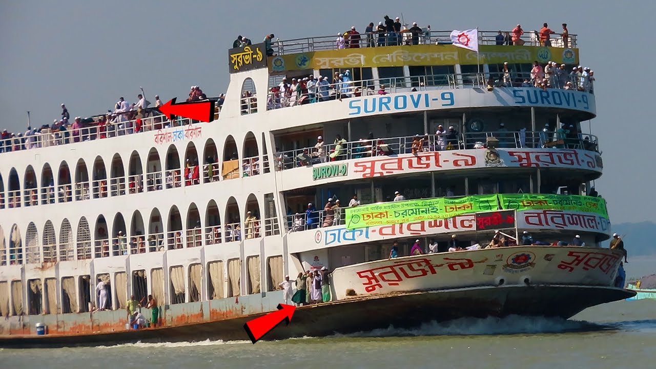 Biggest Passenger Ship MV Surovi-9 Launch | Overcrowded Passenger Ship ...