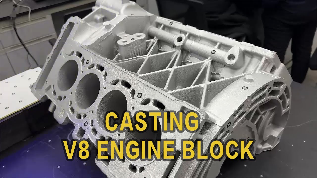 Casting V8 engine block - YouTube