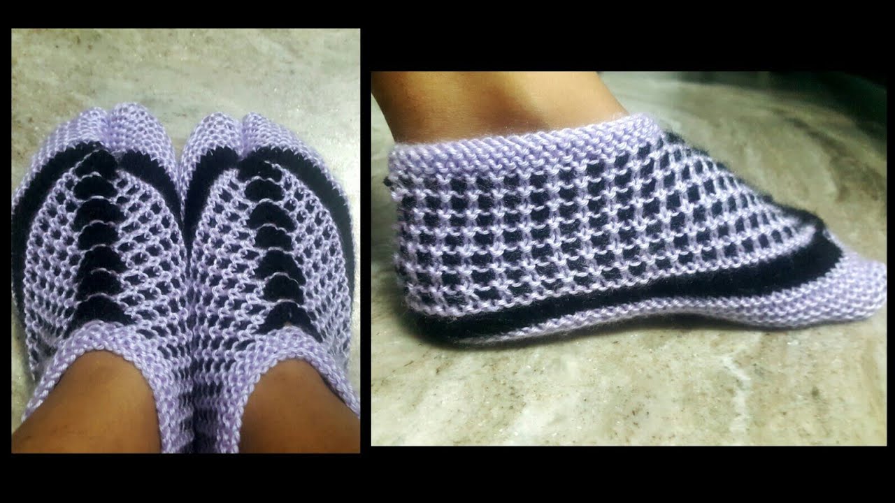 How to knit double colour socks with thumb for women| Socks knitting ...