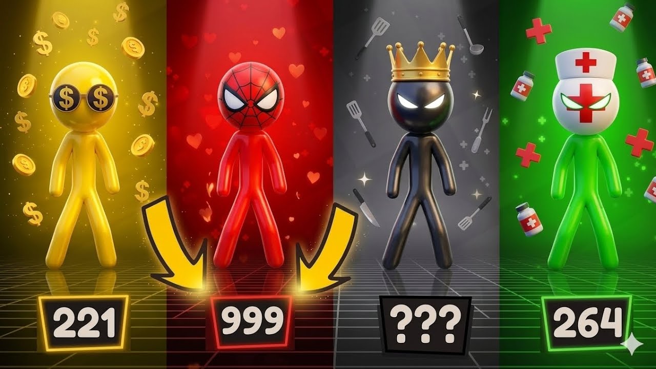 4 Players, 1 Winner: The Most Intense Stickman Battle - YouTube
