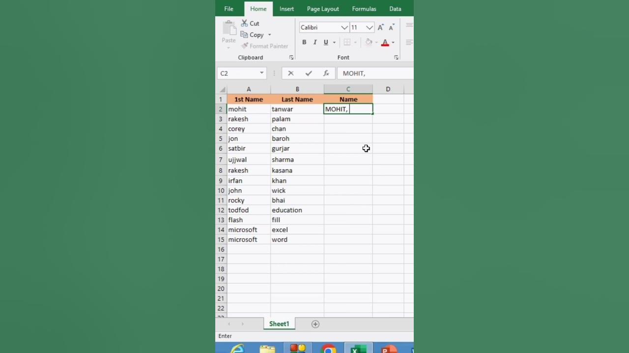 Combine text & change case using flash fill #microsoft #excel #msexcel #shorts #computer # ...