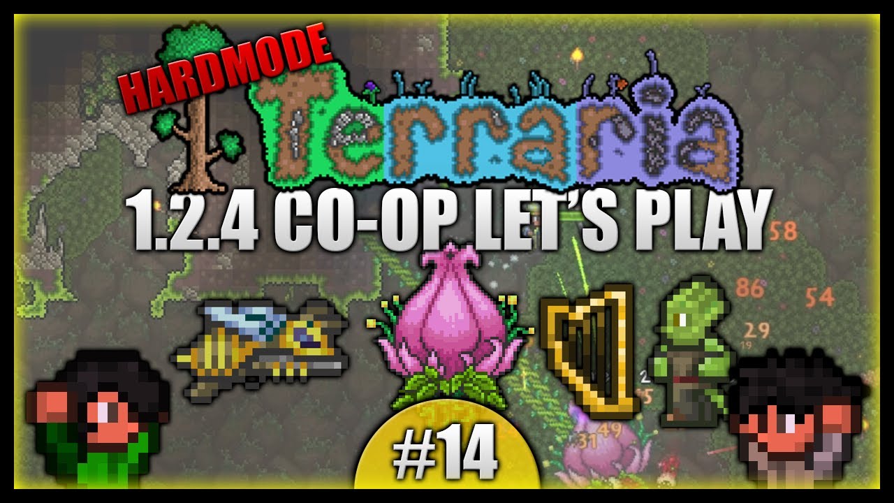 Boss Battles Galore! Wasp Gun! Magical Harp! || Terraria Co-Op Survival ...
