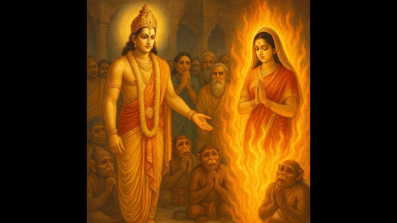 Ramayana - Balakanda - 1- 82 - Sita enters the fire to prove her purity ...
