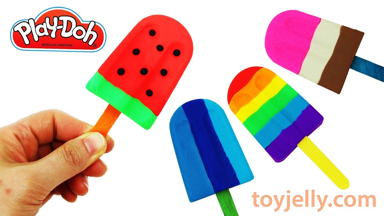 How To Make Play Doh Popsicles with Ice Cream Molds Learn Colors Baby ...