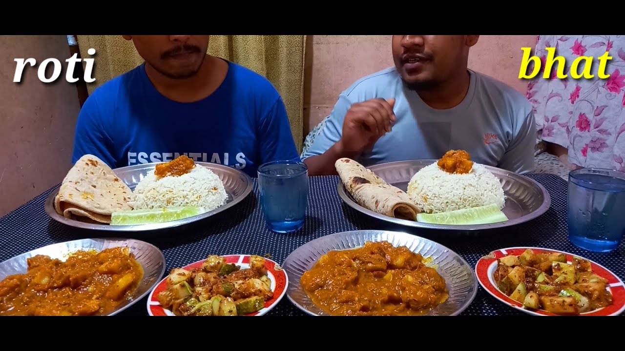 Farsi tarkari, bhat, roti || food competition || Indian bhat roti ...