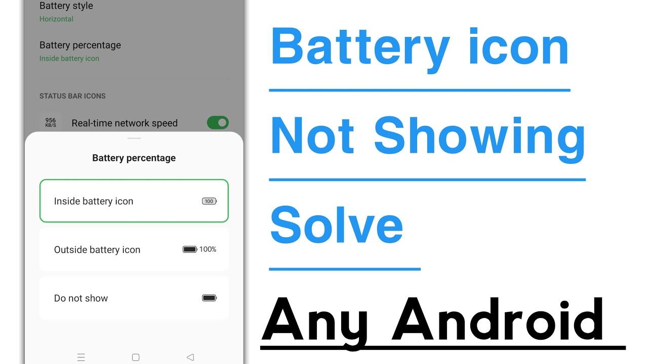 Battery icon Not Showing Problem Solve in Any Android Phone - YouTube