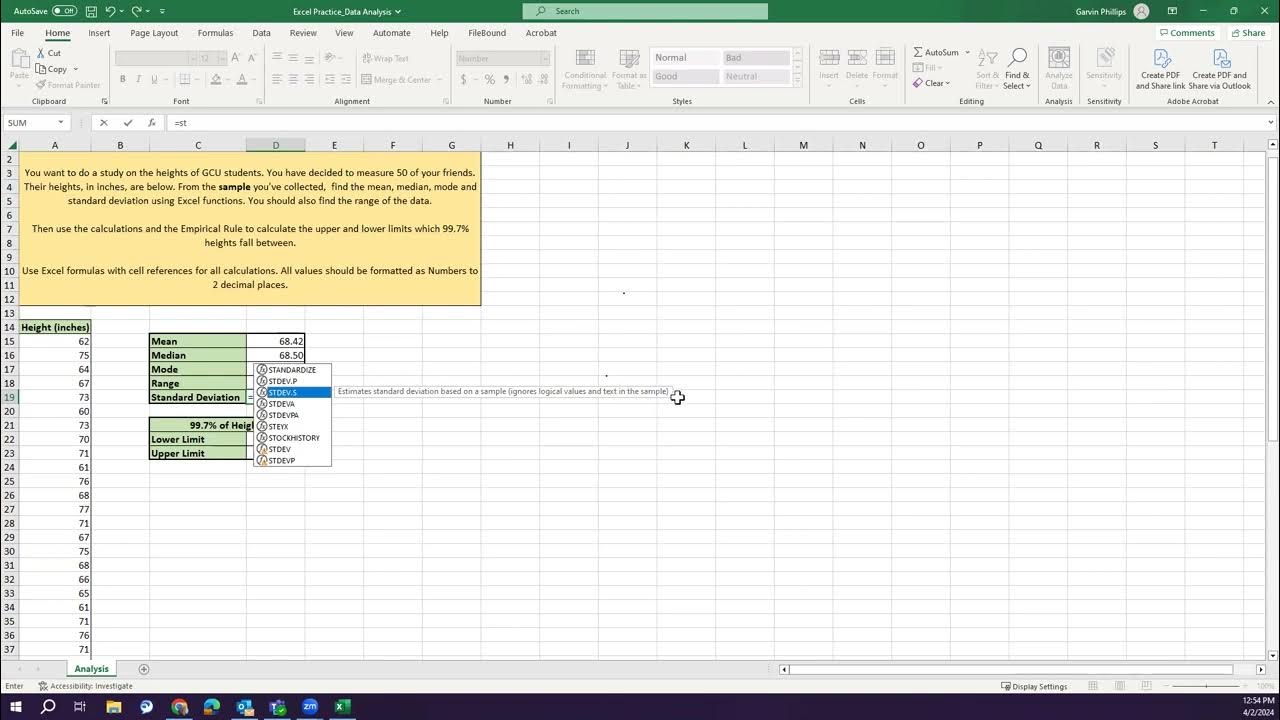 Excel Data Analysis Walk Through - YouTube
