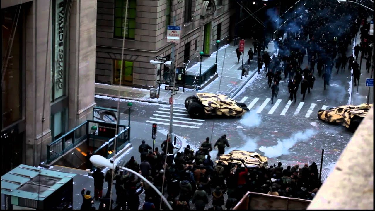 Tumblers and Riot Charge Gotham Police on Wall Street- Dark Knight ...