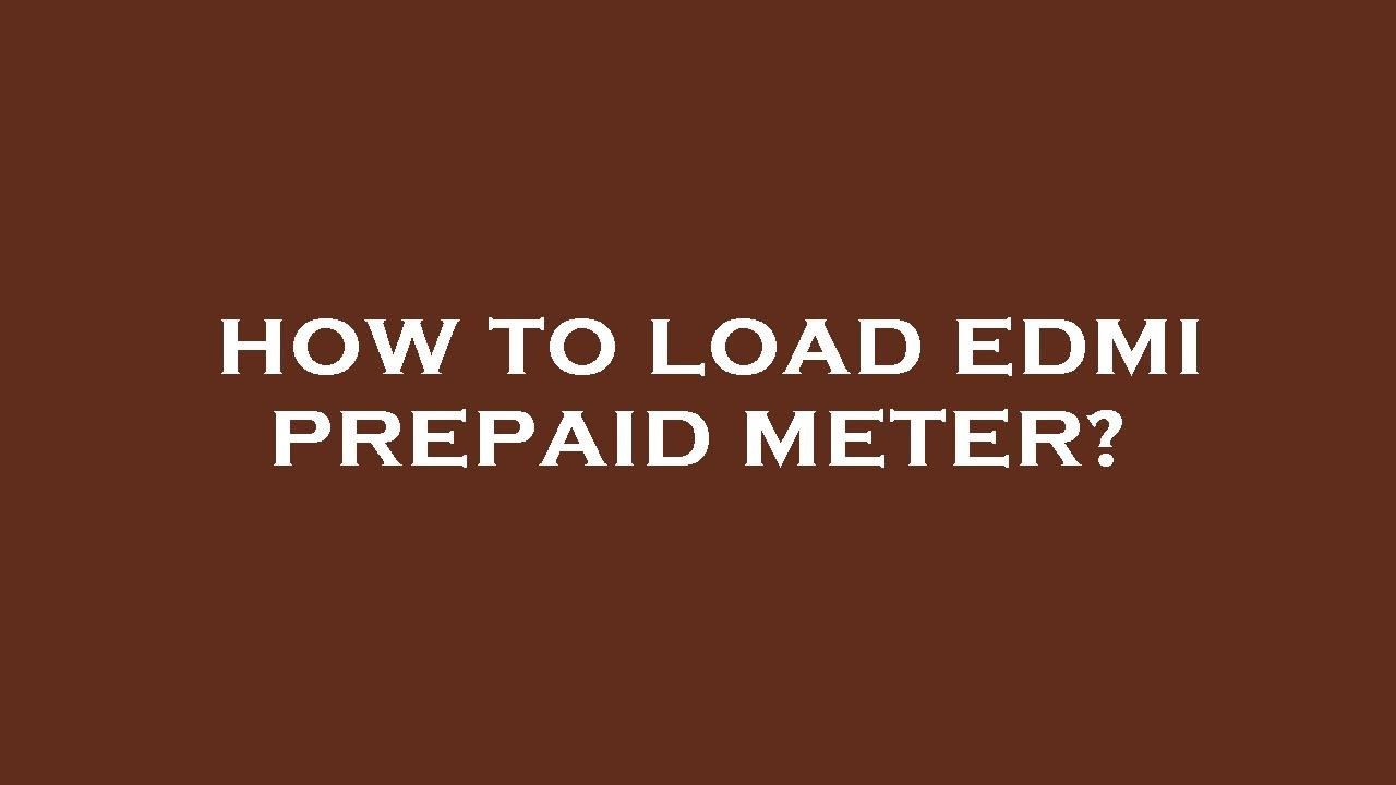 How to load edmi prepaid meter? - YouTube