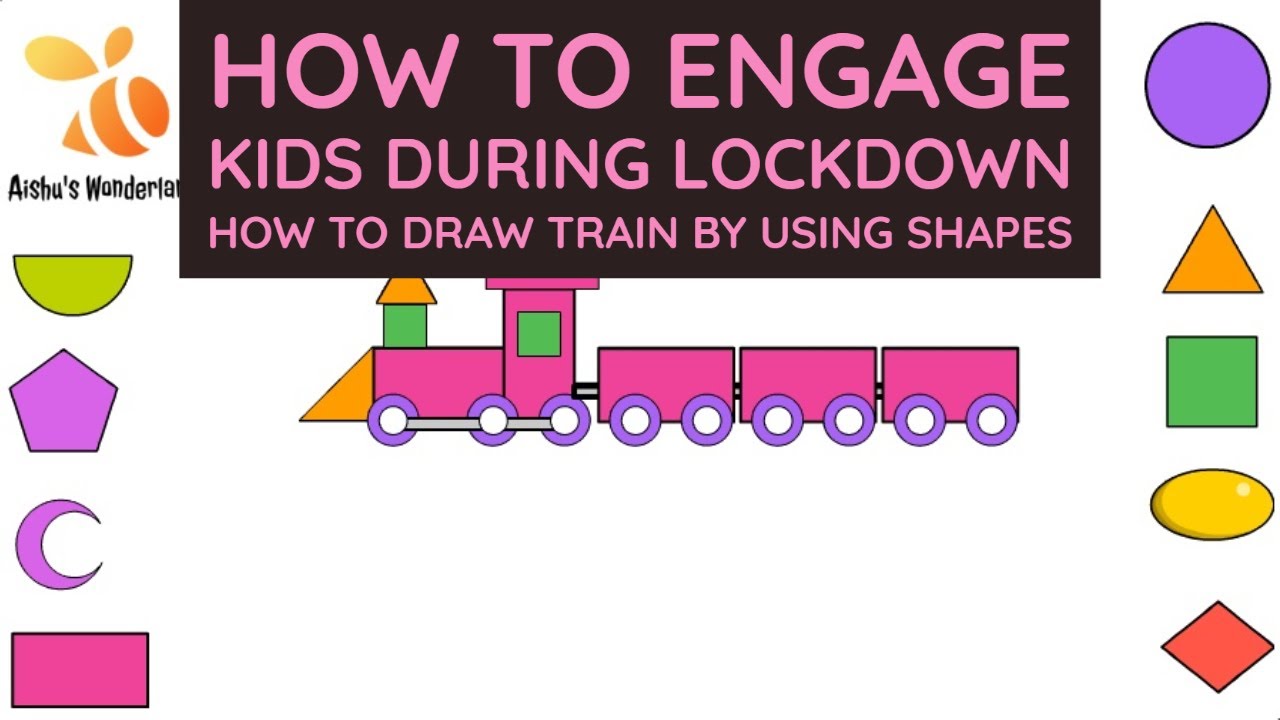 how to draw a train using shapes/easy steps /shapes learing/shapes ...