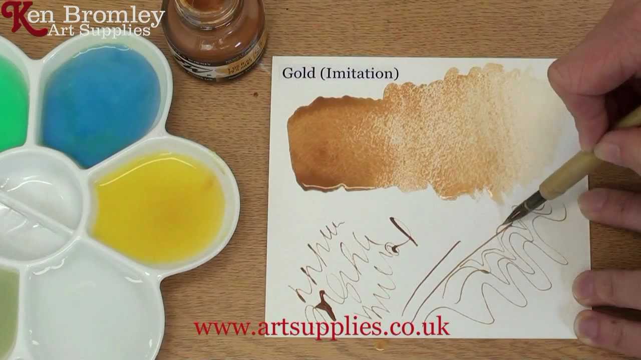 Daler Rowney FW Ink Gold (Imitation) 701 - YouTube