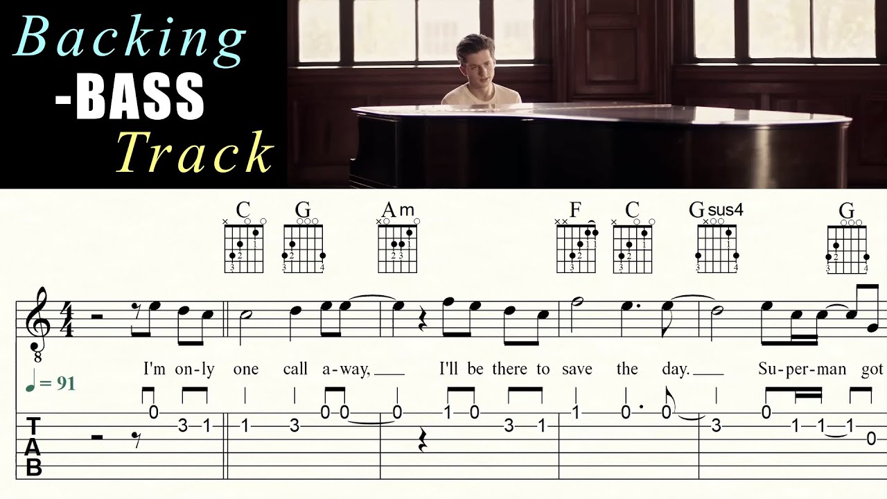 ONE CALL AWAY | CHARLIE PUTH | - Bass | Backing Track | Play Along ...