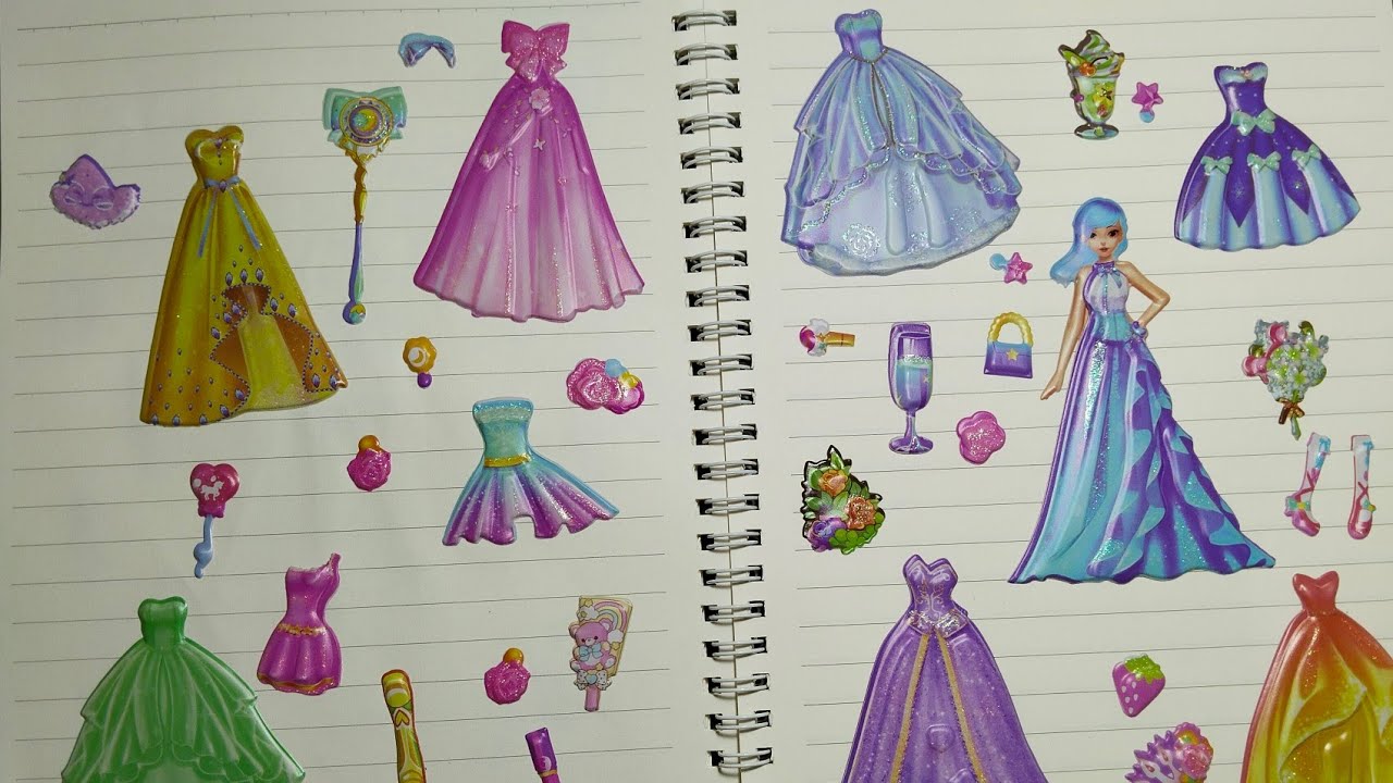 ASMR STICKER | satisfying with sticker book, beautiful dress up ...