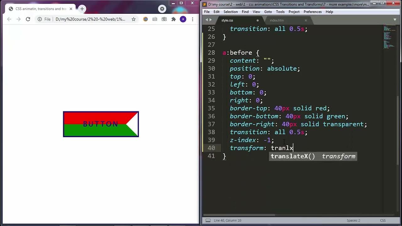 36 37 diagonal swipe button effect using borders - YouTube